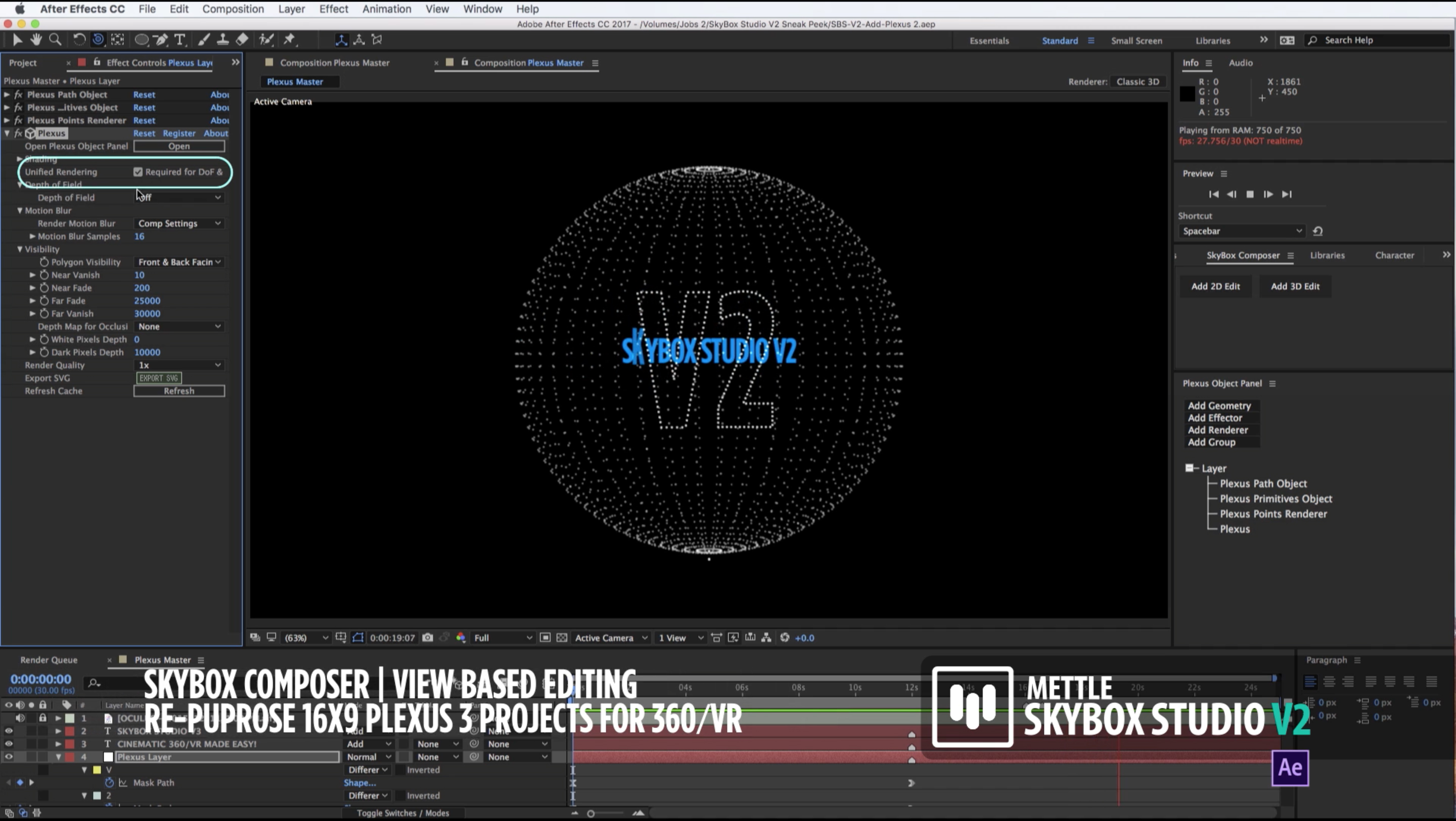 How to Create a 360 video using Plexus 3 | After Effects | SkyBox ...